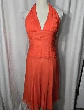Cache | Dresses | Cache Womens Halter Top Silk Dress Sz 6 | Poshmark